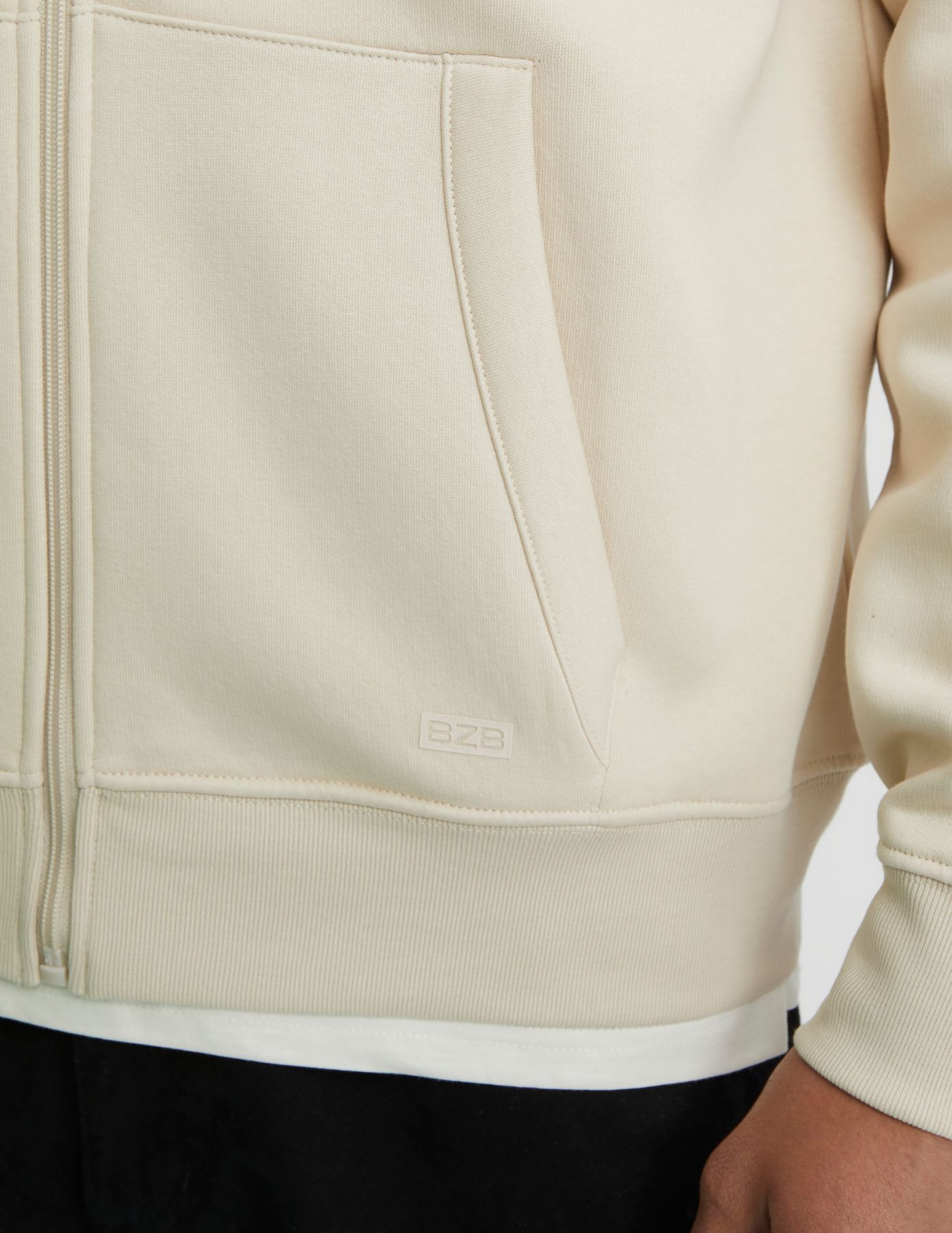 Sweat zippé à capuche Beige | BZB